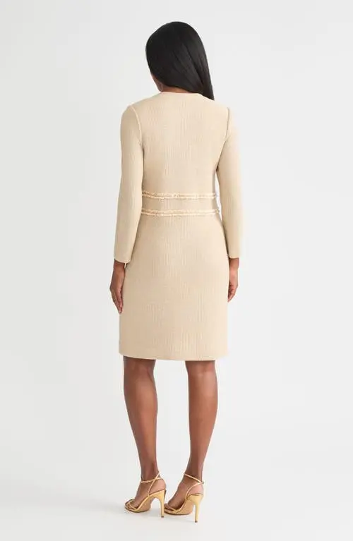 Misook Lurex Ribbon Chain Trim Knit Jacket
