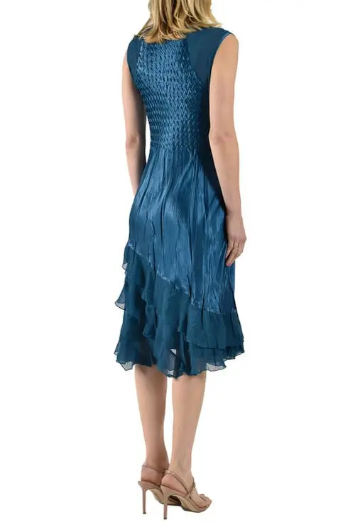 Komarov Charmeuse & Chiffon Tiered Dress With Jacket