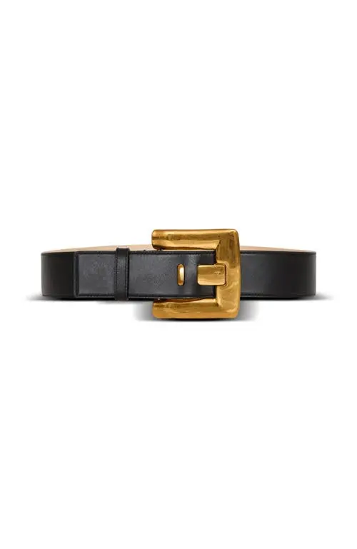 Balmain Large Anthem Calfskin Leather Belt - Black