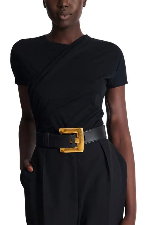 Balmain Large Anthem Calfskin Leather Belt - Black