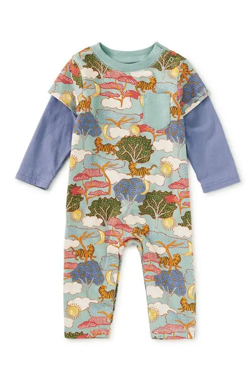 TEA COLLECTION Layered Printed Baby Romper - Sun & Moon Folktale