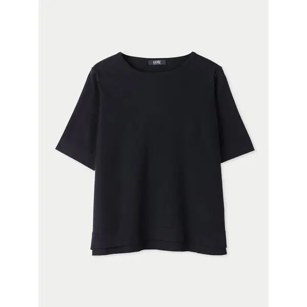 Gobi Cashmere Box-cut Cotton Silk Cashmere Blend T-shirt - Black
