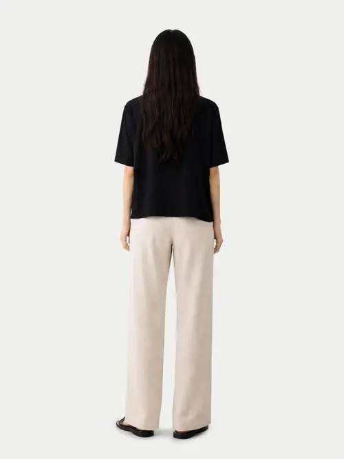 Gobi Cashmere Box-cut Cotton Silk Cashmere Blend T-shirt - Black