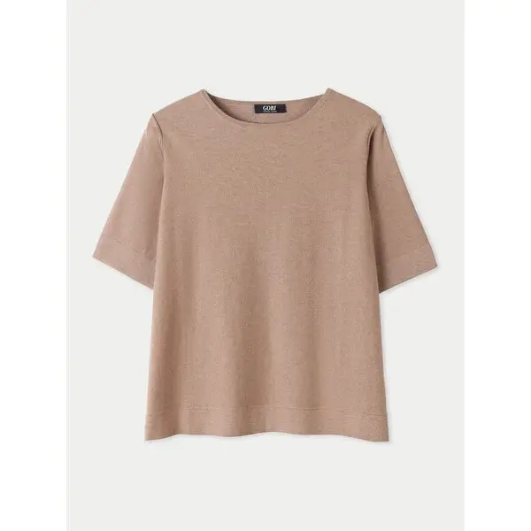 Gobi Cashmere Box-cut Cotton Silk Cashmere Blend T-shirt - Timber Wolf