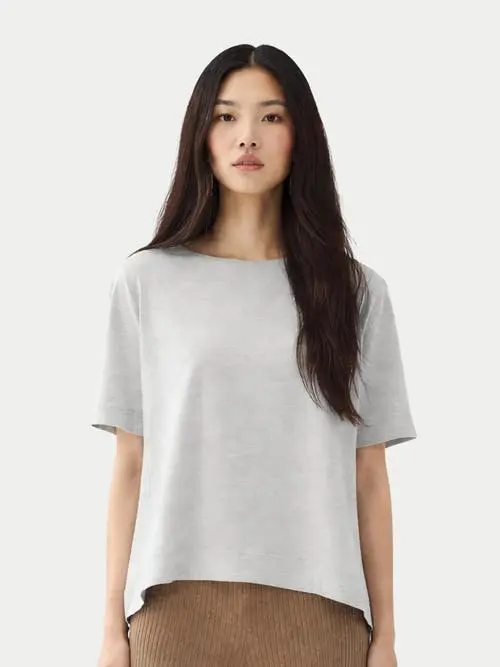 Gobi Cashmere Box-cut Cotton Silk Cashmere Blend T-shirt - Wind Chime