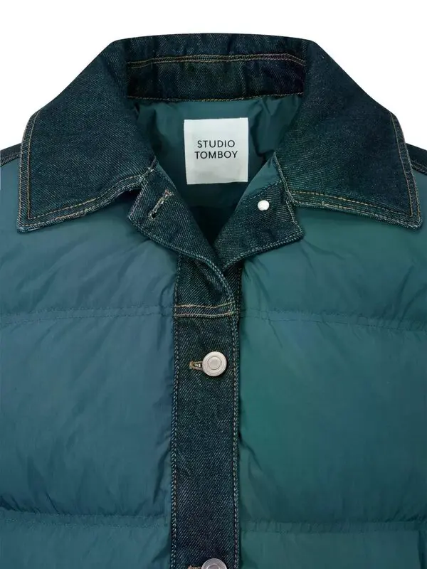 STUDIO TOMBOY Denim-trim Puffer Jacket - Blue