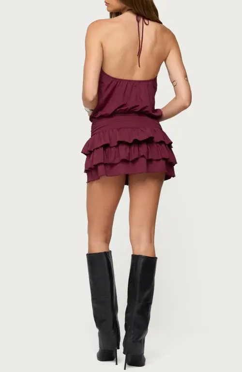EDIKTED Layered Ruffle Halter Mini Dress