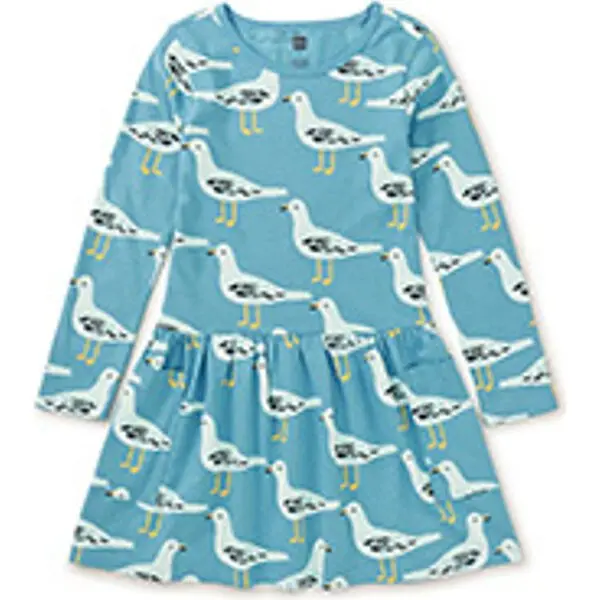 TEA COLLECTION Long Sleeve Pocket Dress - Squabble Of Seagulls