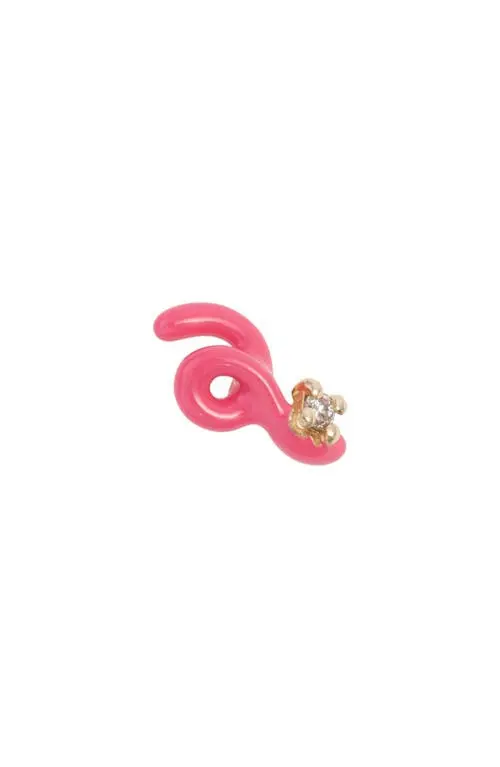 Bea Bongiasca Single Mini Diamond Loop Stud Earring - Pink