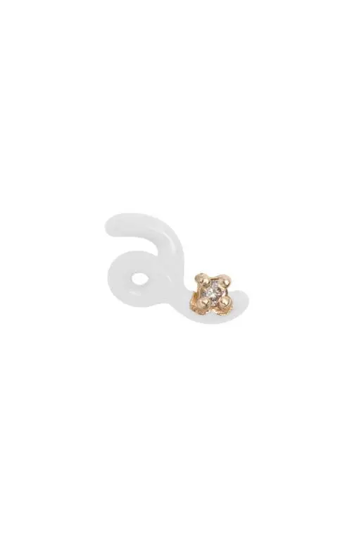 Bea Bongiasca Single Mini Diamond Loop Stud Earring - White
