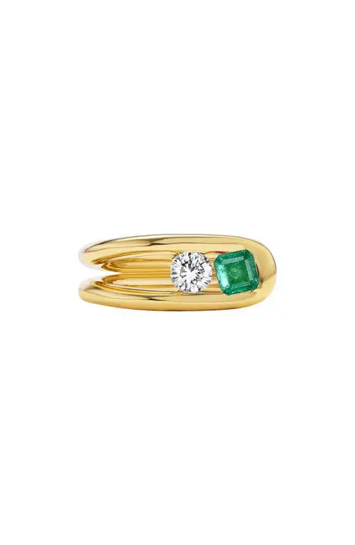 UNIFORM OBJECT Impact Emerald & Diamond Ring - Yellow Gold