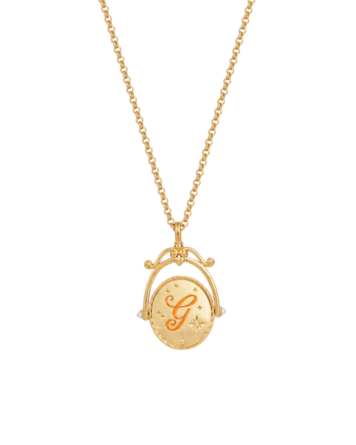 FABLE ENGLAND G Initial Gerbera Spinner Chain Necklace - Gold