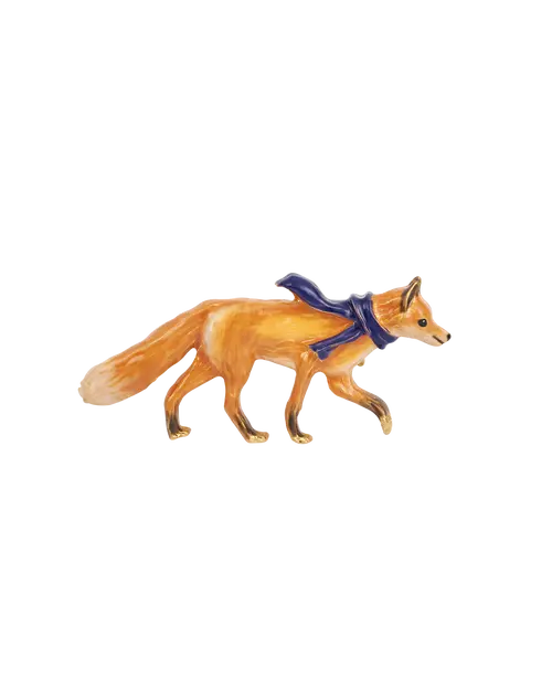 FABLE ENGLAND Fox Enamel Brooch - Gold