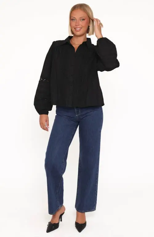 PETAL & PUP Lace Panel Cotton Button-up Shirt