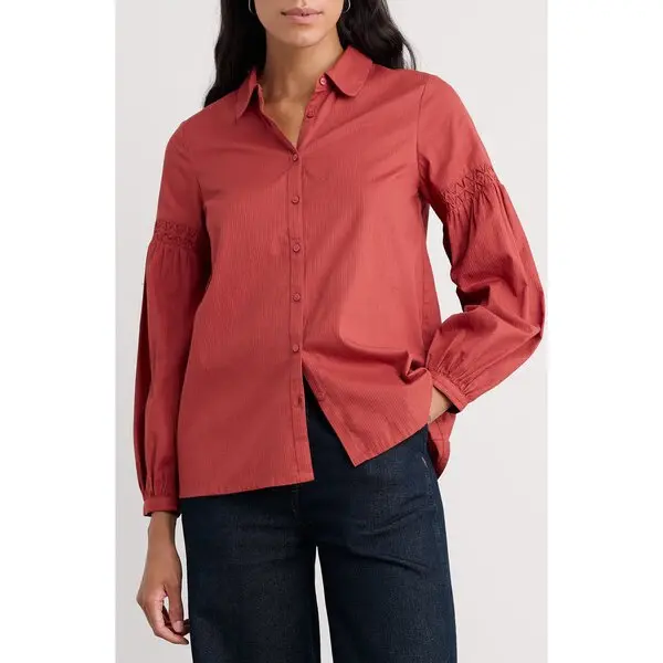SEASALT CORNWALL Sapling Organic Cotton Button-up Shirt - Deep Rust