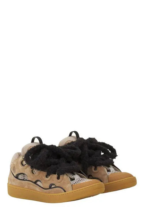 LANVIN Curb Suede Sneakers With Mesh Laces - Hemp