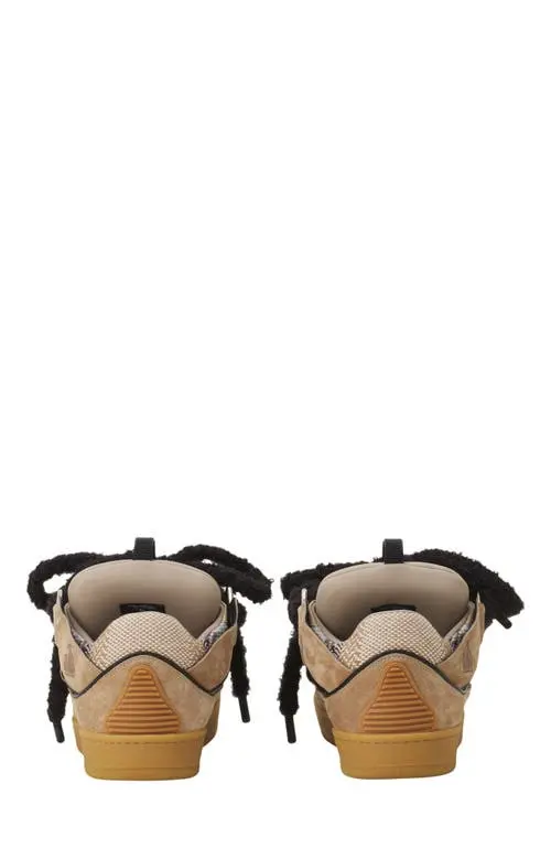LANVIN Curb Suede Sneakers With Mesh Laces - Hemp