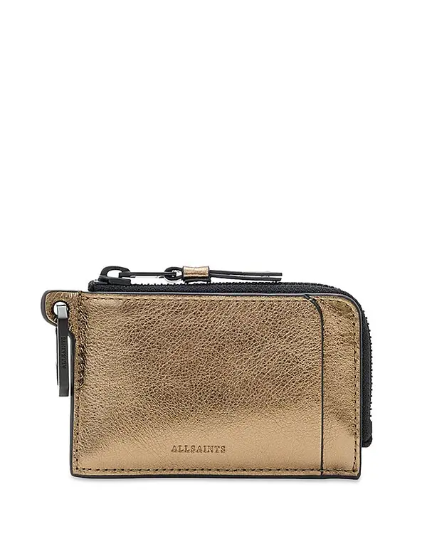ALLSAINTS Remy Metallic Leather Wallet - Warm Brass
