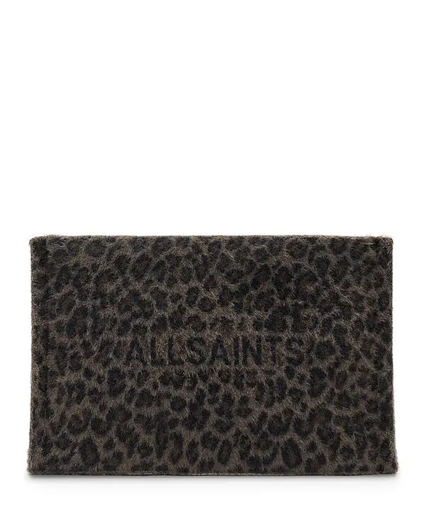 ALLSAINTS Izzy Leopard Print Zip Clutch - Leopard Brown