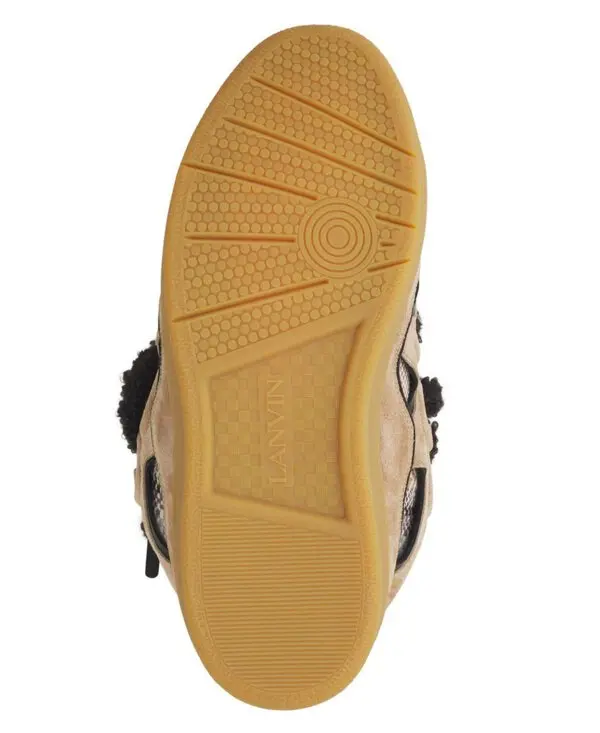 LANVIN Curb Suede Sneakers With Mesh Laces - Hemp