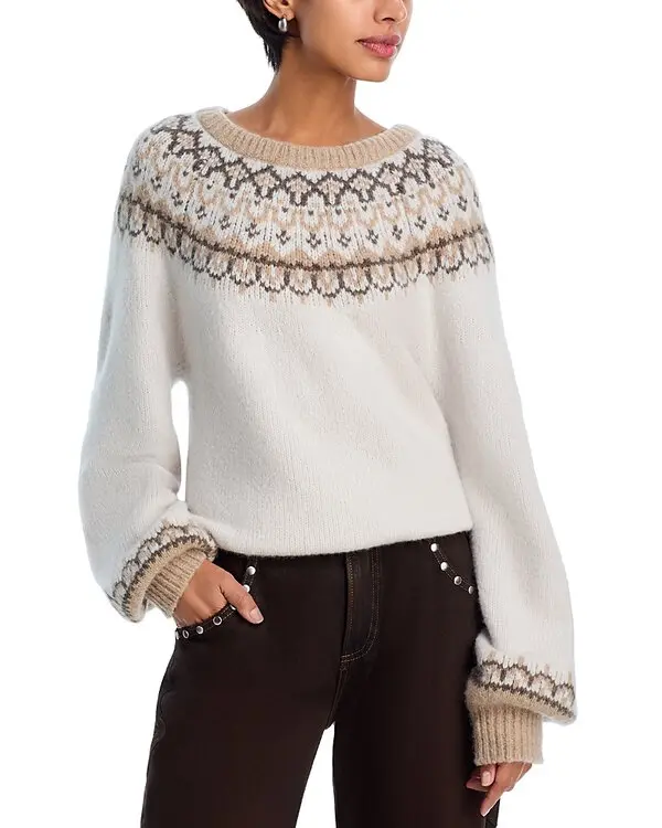 Paige Misha Crewneck Fair Isle Sweater - Ivory Multi