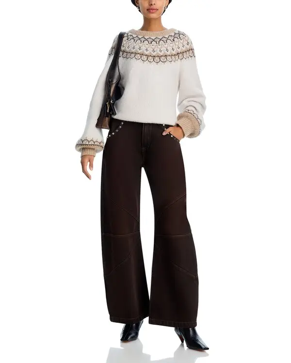 Paige Misha Crewneck Fair Isle Sweater - Ivory Multi