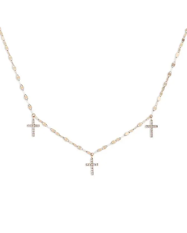 Lana Jewelry 14k Yellow Diamond Pave Cross Triple Pendant Necklace - Gold