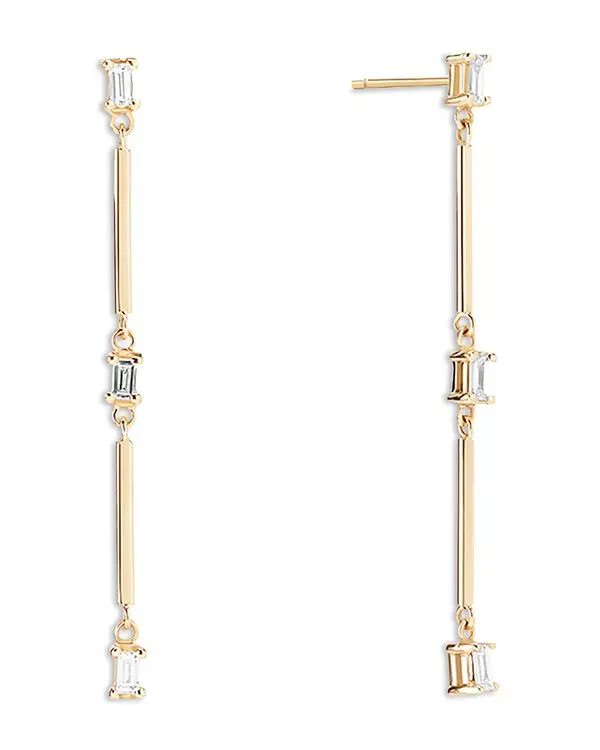 Lana Jewelry Jewelry Baguette Diamond Bar Linear Drop Earrings - Gold