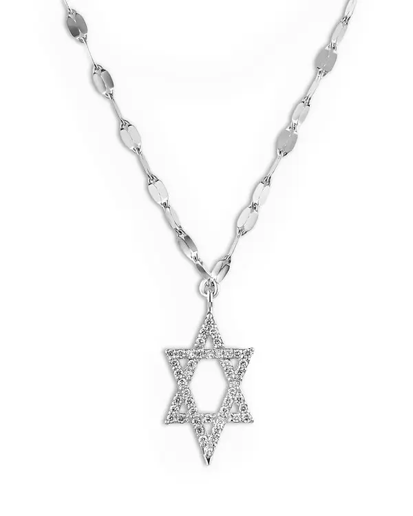Lana Jewelry 14k Diamond Star Of David Pendant Necklace - White Gold