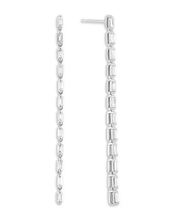 Lana Jewelry Baguette Diamond Linear Drop Earrings - White Gold
