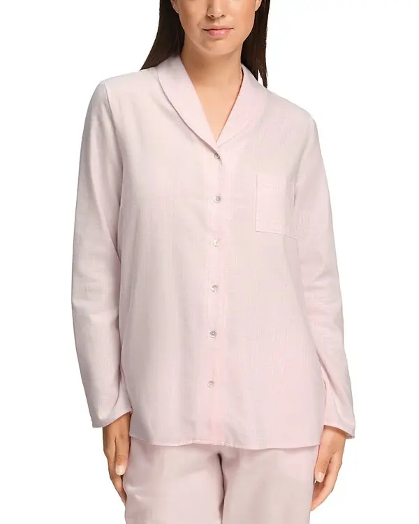 Hanro Shawl Collar Pajama Top - Rose Check