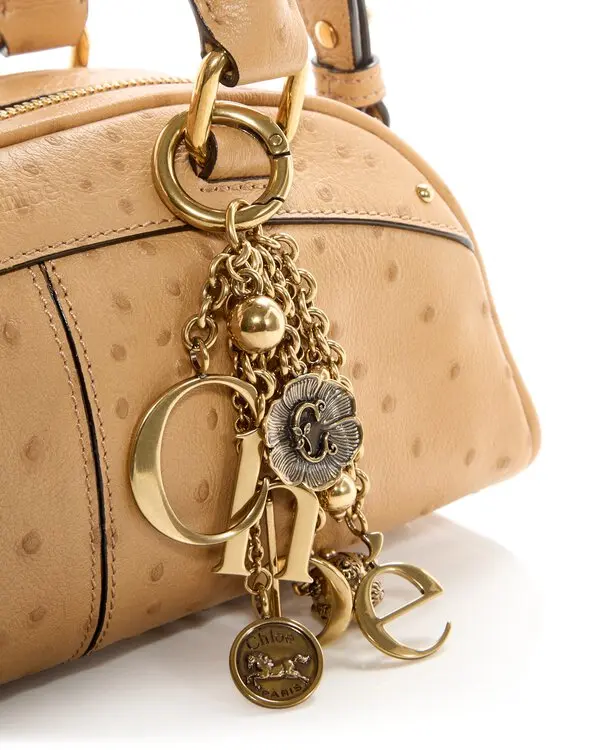 Chloé Small Stippled Leather Bowling Bag - Bleached