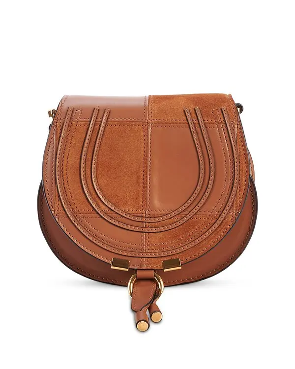 Chloé Marcie Small Suede And Leather Saddle Bag - Dusty Tan Leather And Suede