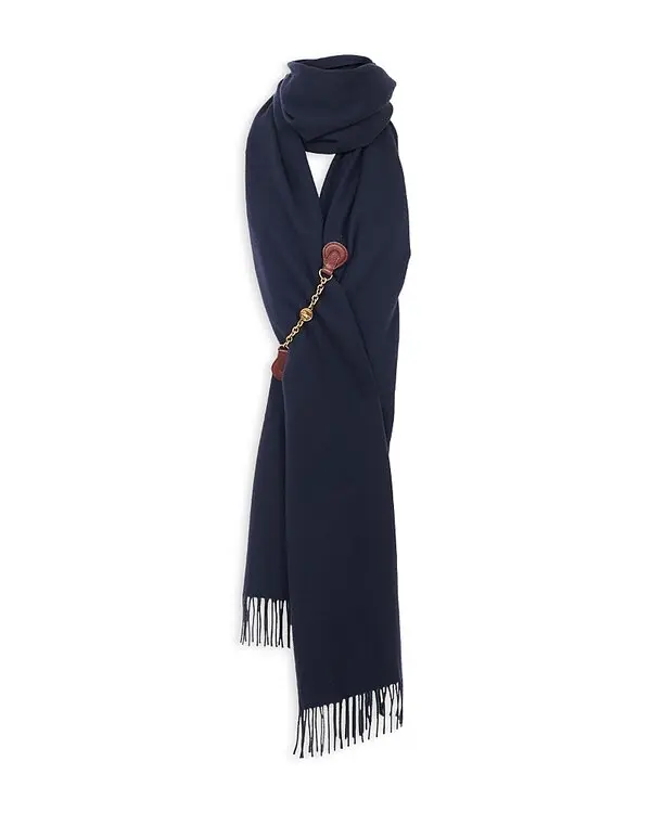 Chloé Horse Medal Wool Scarf - Navy