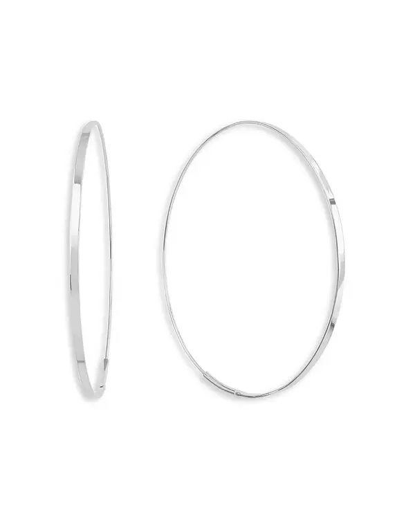 Lana Jewelry 14k Magic Flat Medium Hoop Earrings - White Gold