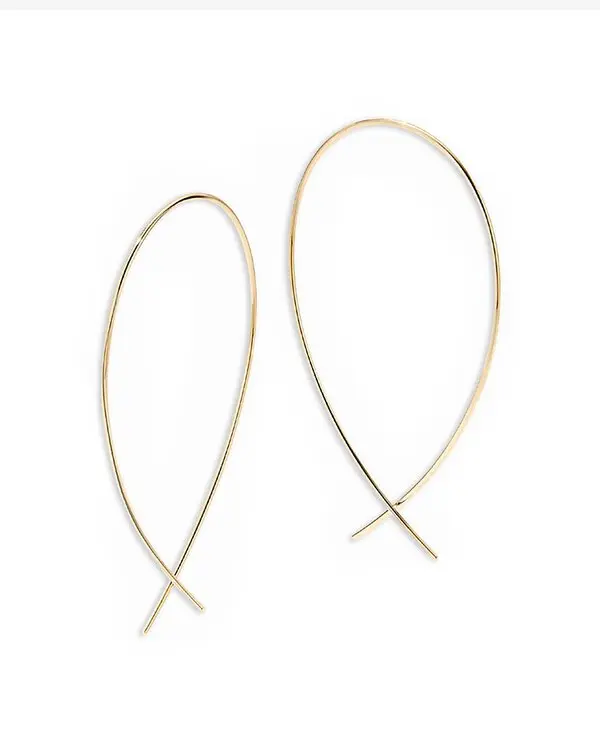 Lana Jewelry 14k Upside Down Hoop Threader Earrings - Yellow Gold