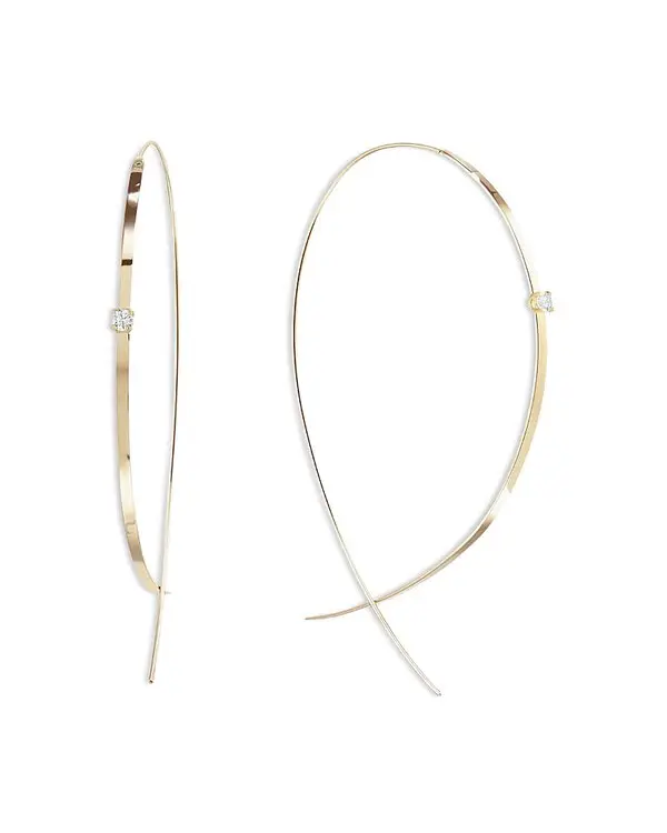 Lana Jewelry 14k Yellow Diamond Threader Hoop Earrings - Gold