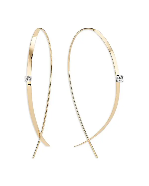 Lana Jewelry Jewelry 14k Yellow Diamond Upside Down Hoop Earrings - Gold