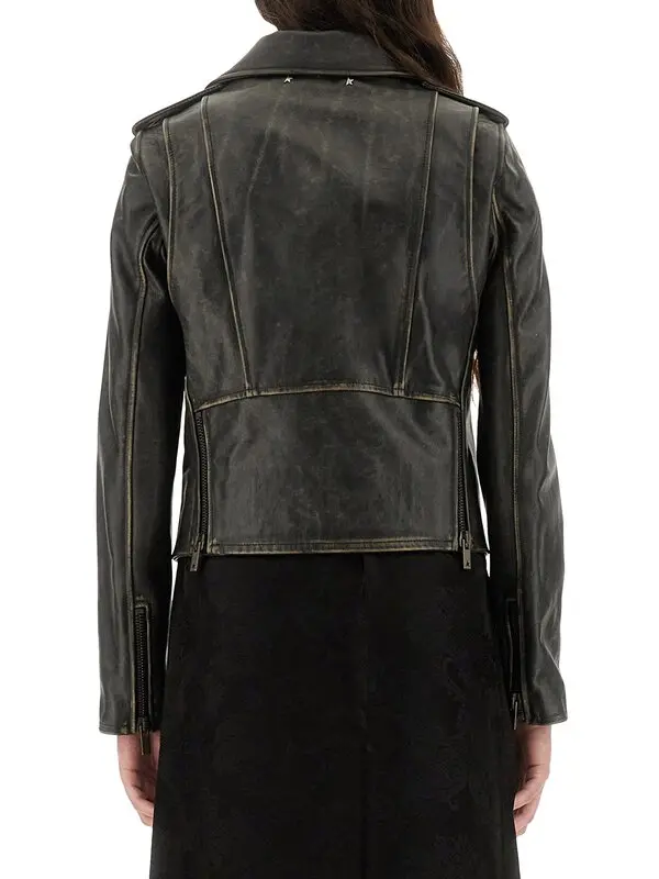 GOLDEN GOOSE Leather Stud Jacket - Black