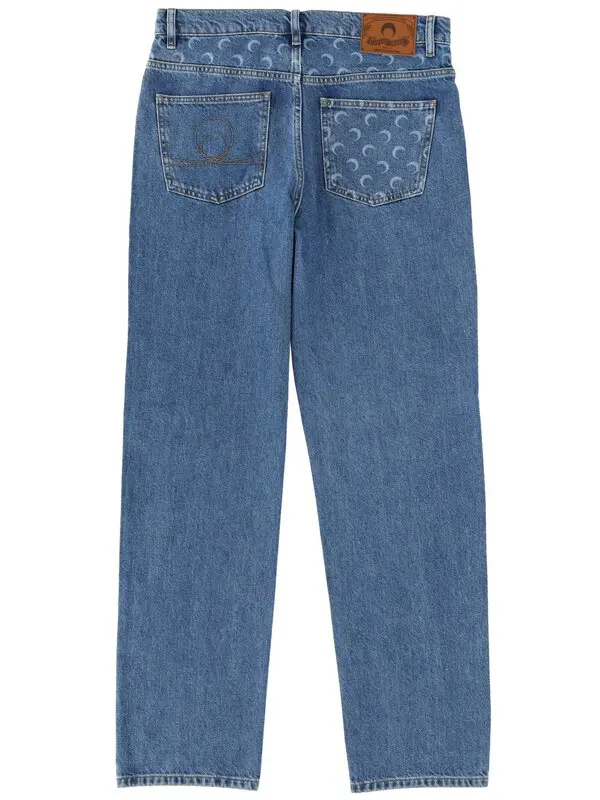 MARINE SERRE Moon Waxed Jeans - Blue