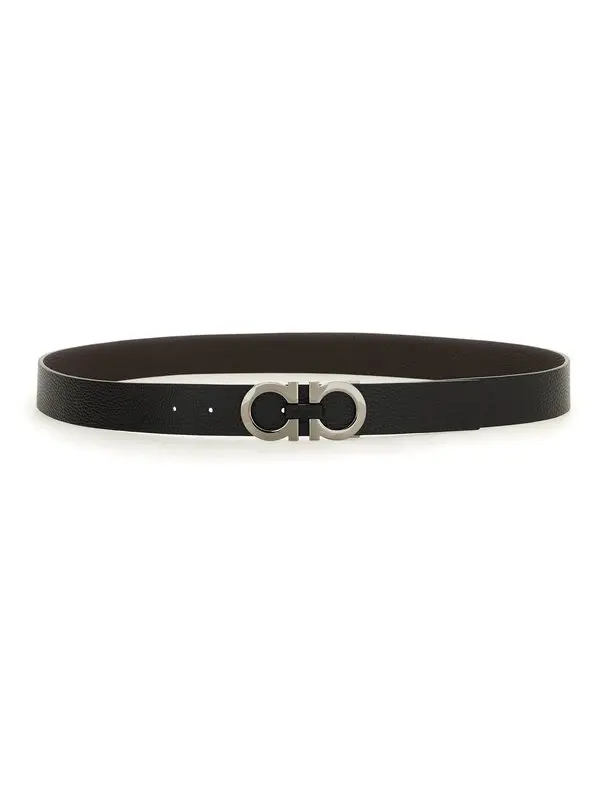 FERRAGAMO Reversible "hooks" Belt - Black