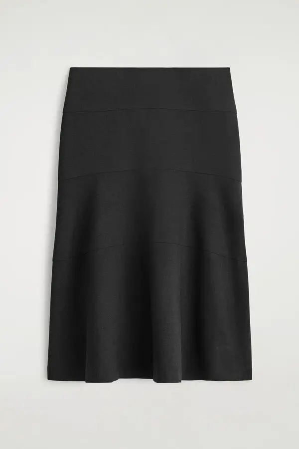 Cos Curved A-line Midi Skirt - Dark Grey