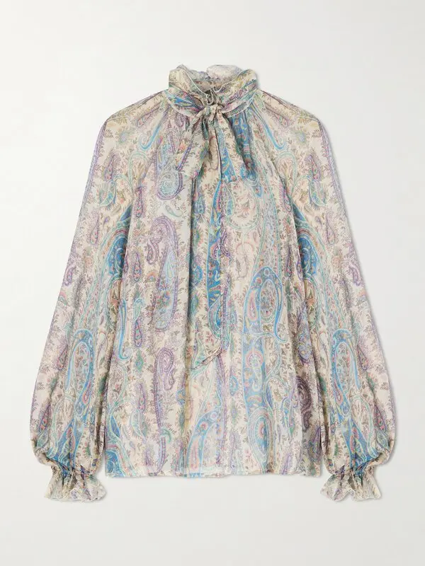 Etro Ruffled Paisley-print Silk-crepon Blouse