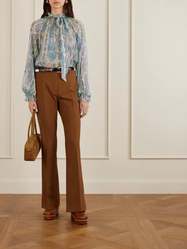 Etro Ruffled Paisley-print Silk-crepon Blouse