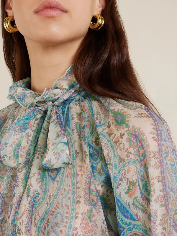 Etro Ruffled Paisley-print Silk-crepon Blouse