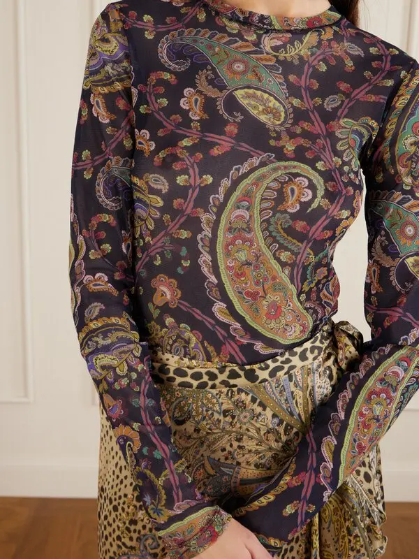 Etro Paisley-print Mesh Top