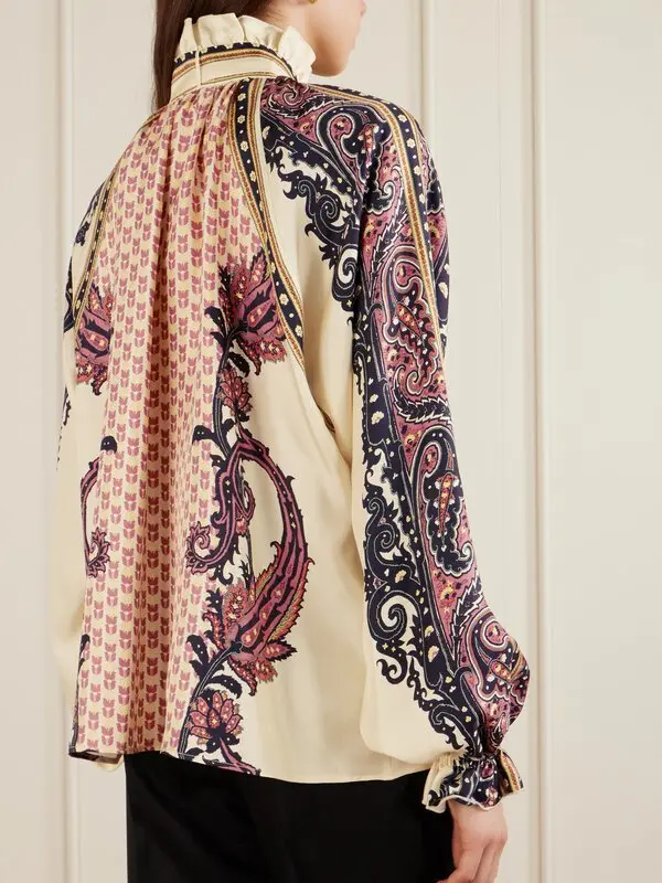 Etro Printed Silk-twill Blouse With Pussy-bow