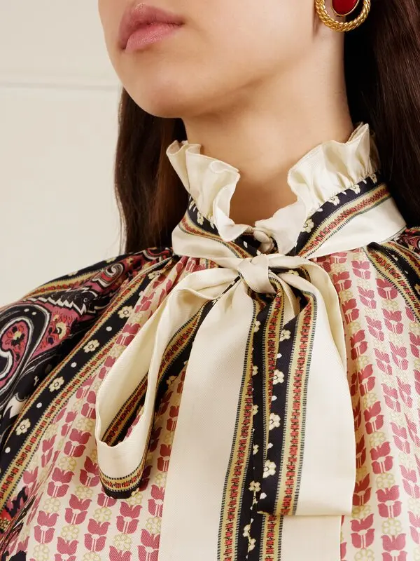 Etro Printed Silk-twill Blouse With Pussy-bow