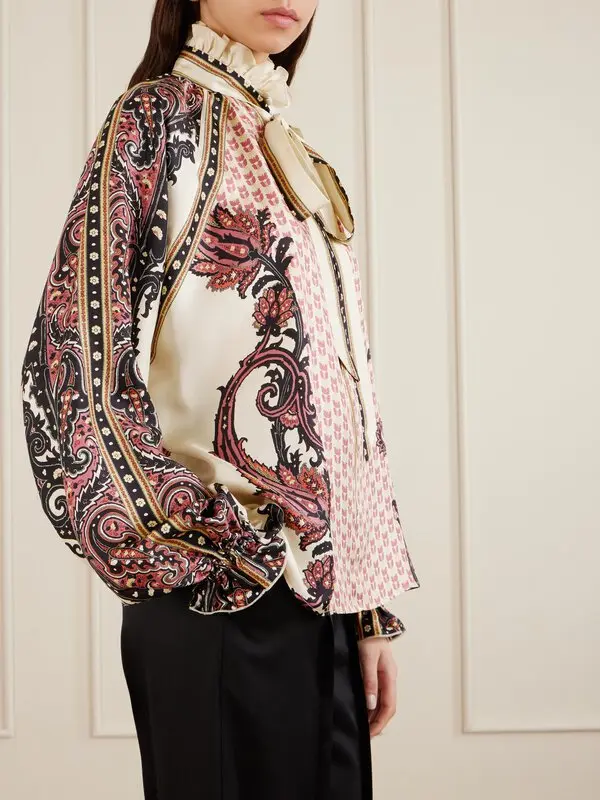 Etro Printed Silk-twill Blouse With Pussy-bow