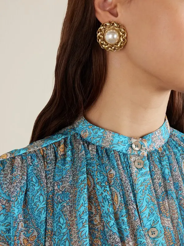 Etro Pleated Paisley-print Silk-crepon Blouse